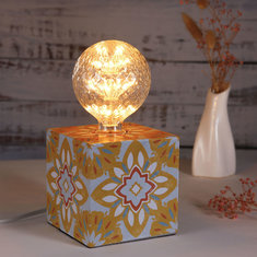 China Exclusively design Cube iron Table Lamp bedside lamp with retro sticker with 3 colors supplier